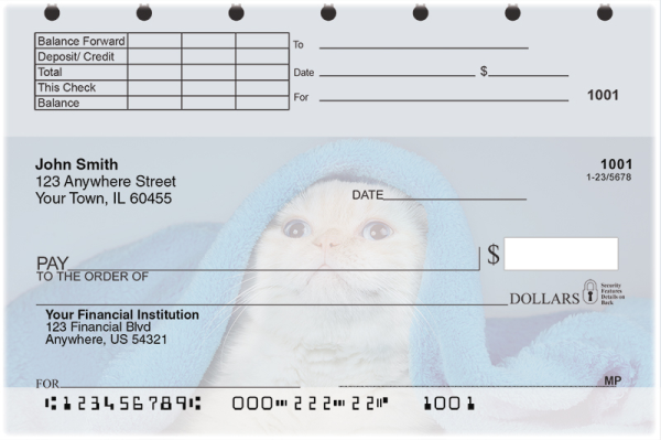 Cute Kittens Top Stub Personal Checks